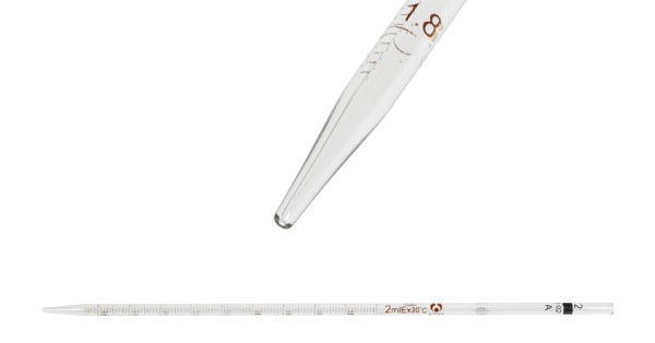 2 ml graduated glass pipette, calibrated to deliver