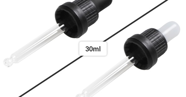 Σταγονομετρητής 30 ml με μαύρο φαρδύ καπάκι ασφαλείας, χωρίς διαβάθμιση ...