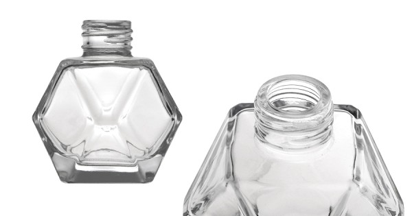 Shishe qelqi 100 ml në formë diamanti, për aromatizues ambienti.