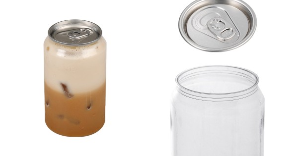 Canette en plastique (PET) 330 ml (court) transparent avec bouchon en ...