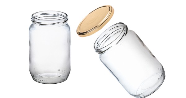 Glass round jar 720ml with gold cap for 1 kg honey - 25 pcs