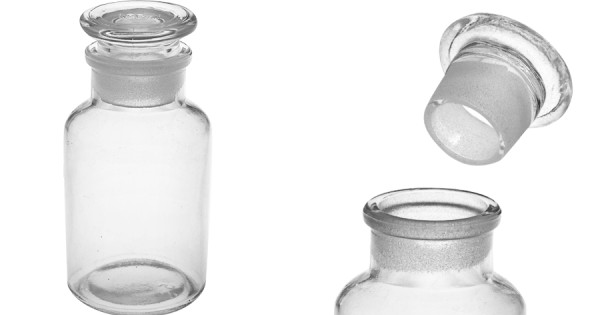 Flacone da farmacia 125 ml trasparente con tappo in vetro
