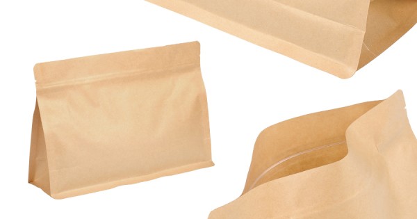 Doy Pack type kraft bags 240x40x170 mm with zip closure and heat ...