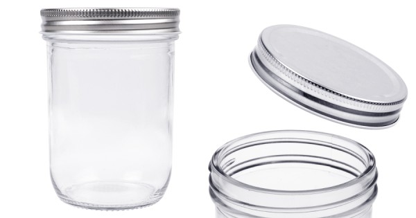 Glass jar 450 ml with silver aluminum lid - 6 pcs